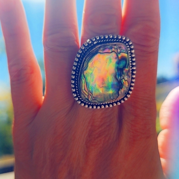 Jewelry | Abalone Gemstone Ring Gorgeous Sz 11 | Poshmark